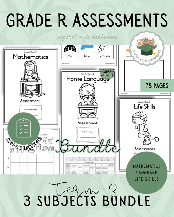 Grade R Term 3: Assessments Bundle [Choose Language] – Super Slim Studente