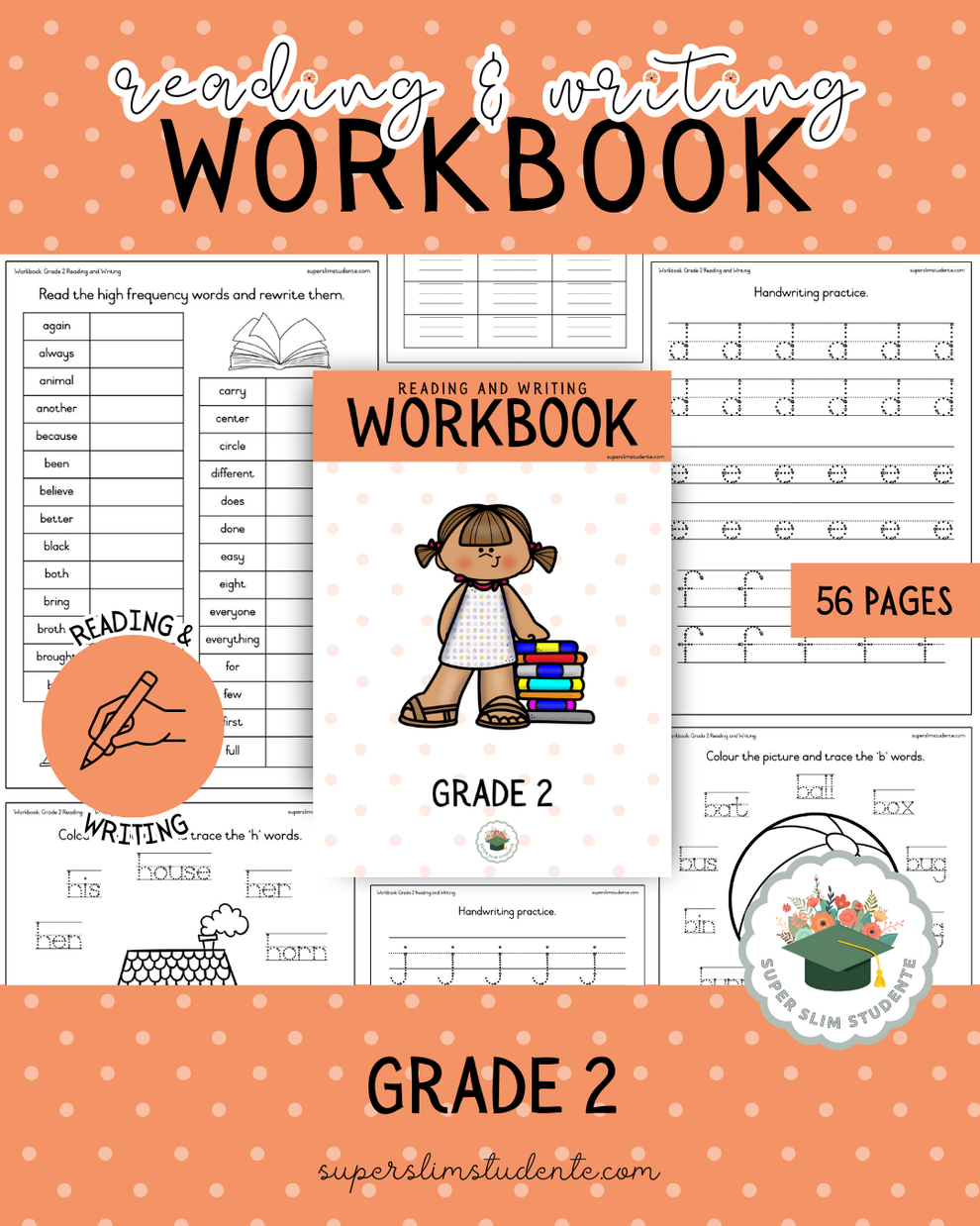 Grade 2 Workbook: Reading and Writing [Choose Language] – Super Slim Studente