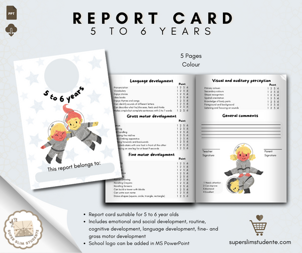 Report Card: 5 to 6 Years [Choose Language] – Super Slim Studente