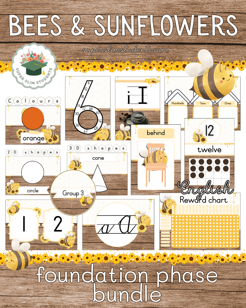 Bees and Sunflowers Theme / Foundation Phase Bundle [Choose Language ...