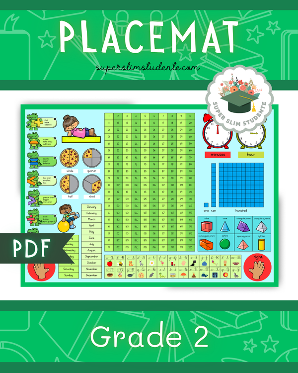 Grade 2 Placemat [Choose Language] – Super Slim Studente