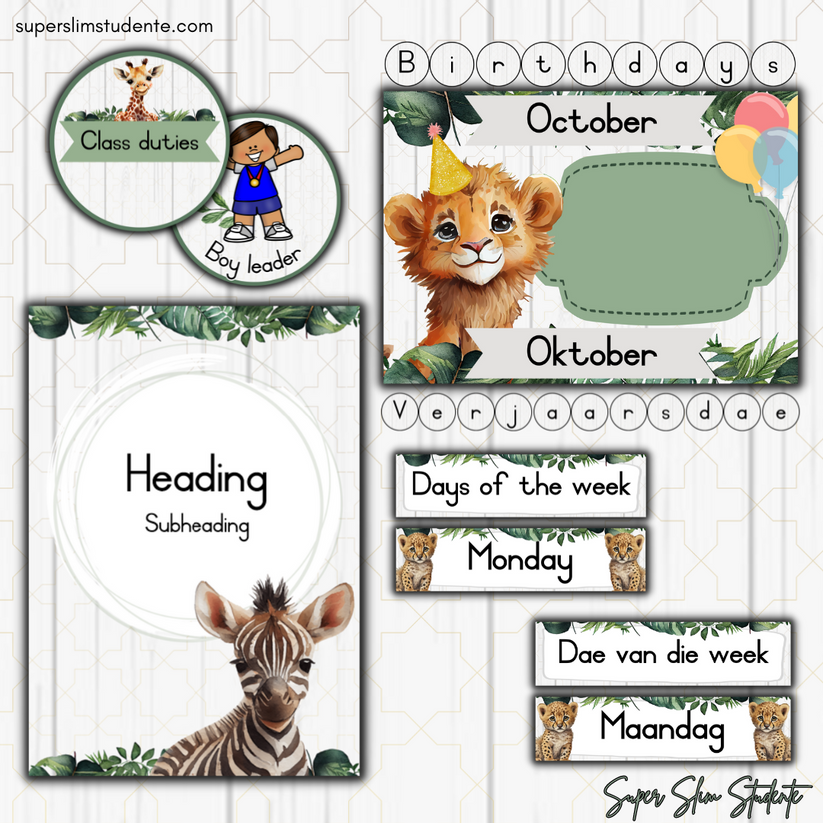 Wild Animals Classroom Theme (Bilingual Foundation Phase) – Super Slim ...