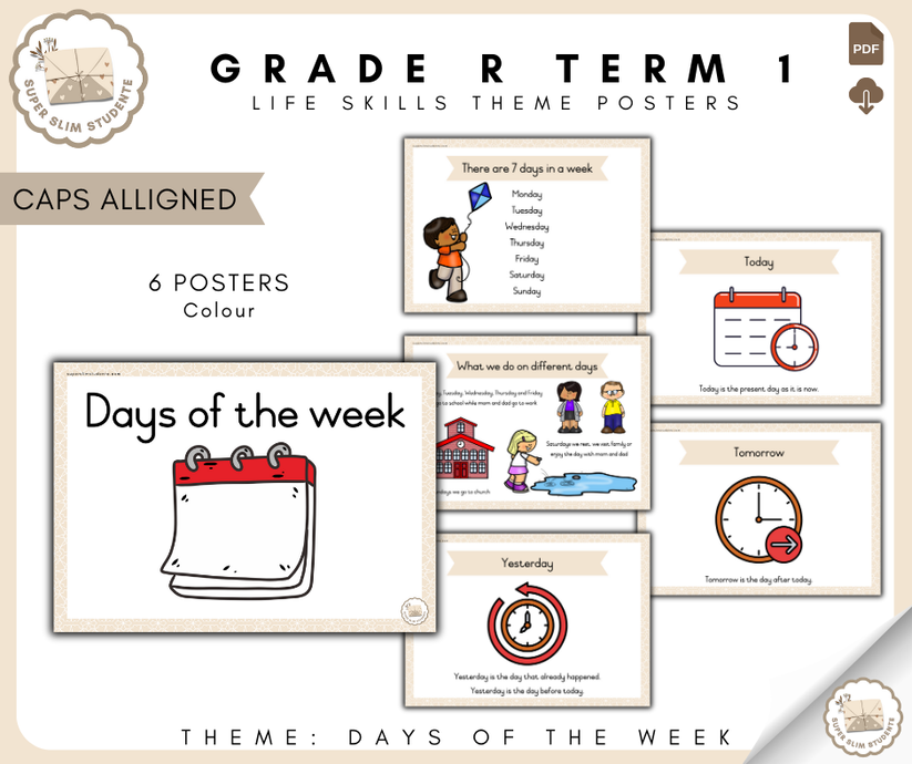 Grade R Term 1: Days of the week [Choose Language] – Super Slim Studente