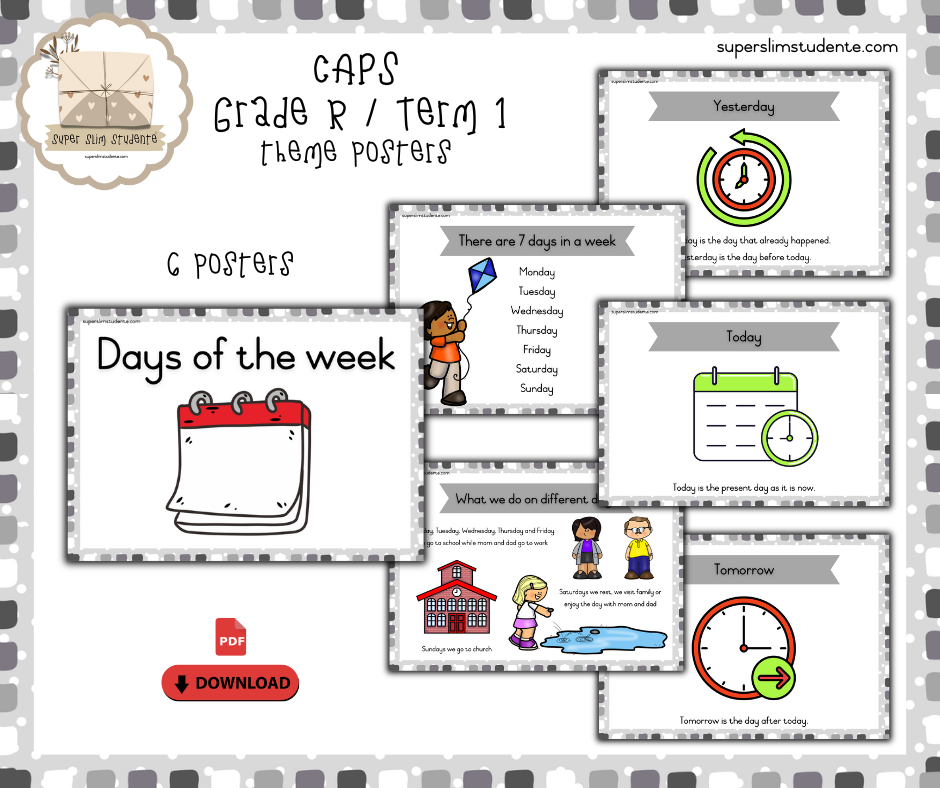 Days of the week [Grade R / Term 1 / CAPS] – Super Slim Studente