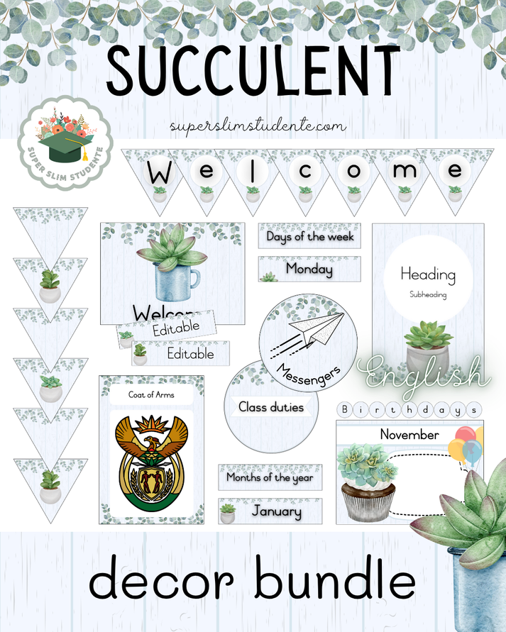 Succulent Theme / Decor Bundle [Choose Language] – Super Slim Studente