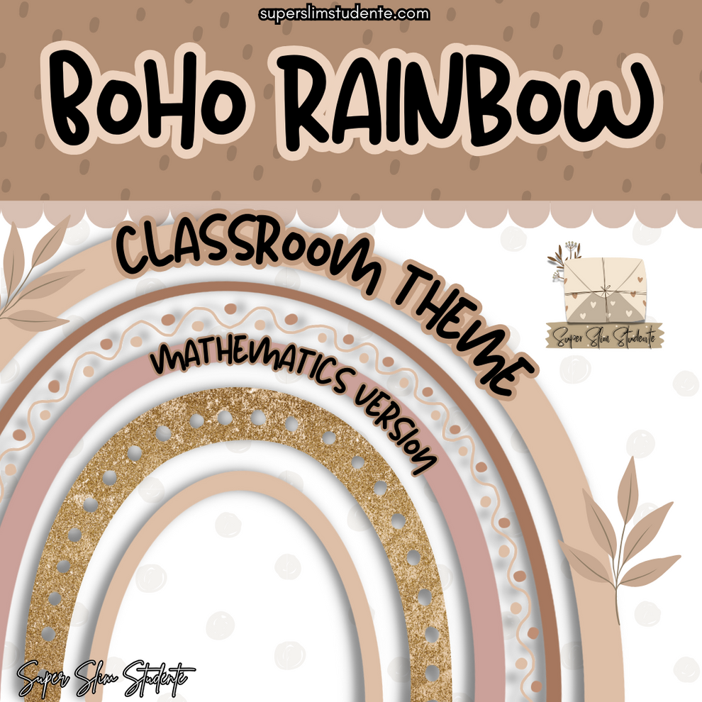 Boho Rainbow Classroom Theme (Mathematics Version) – Super Slim Studente