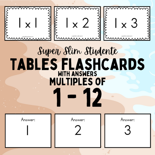 Tables Flashcards 1-12 with answers – Super Slim Studente