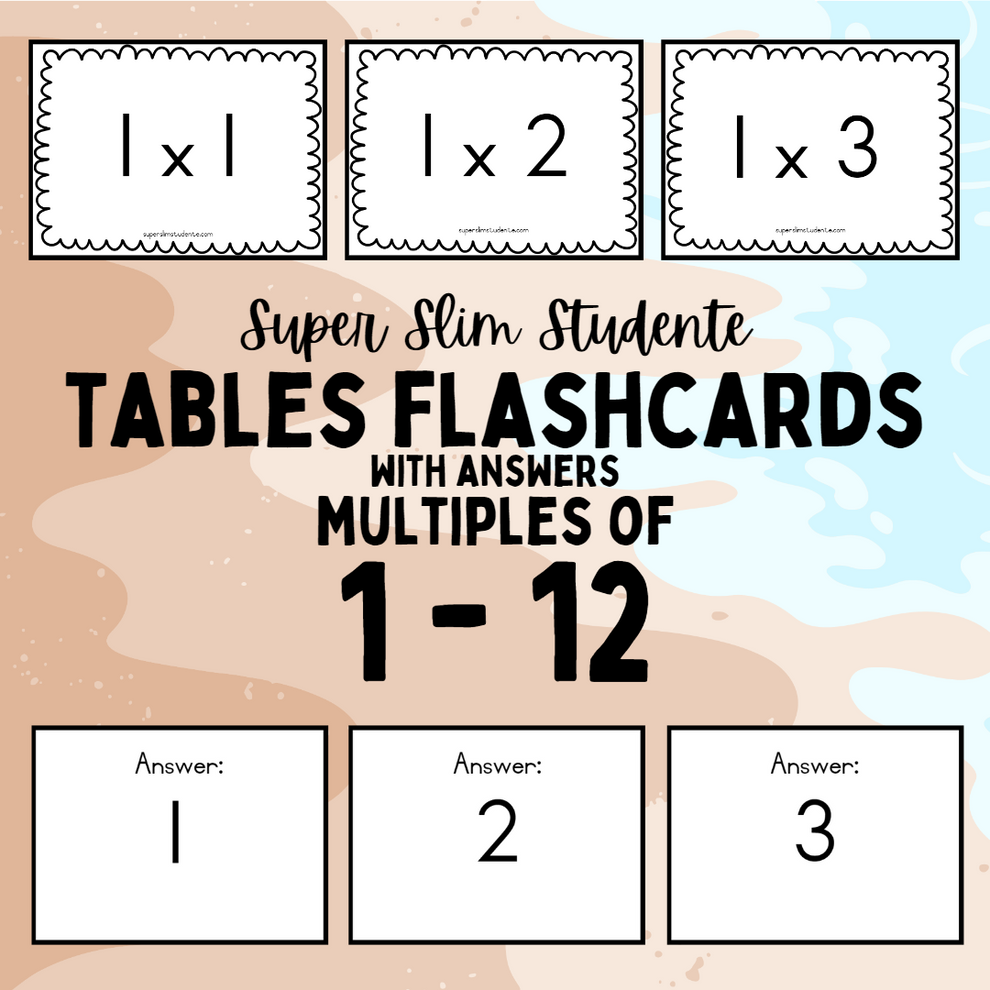 Tables Flashcards 1-12 with answers – Super Slim Studente