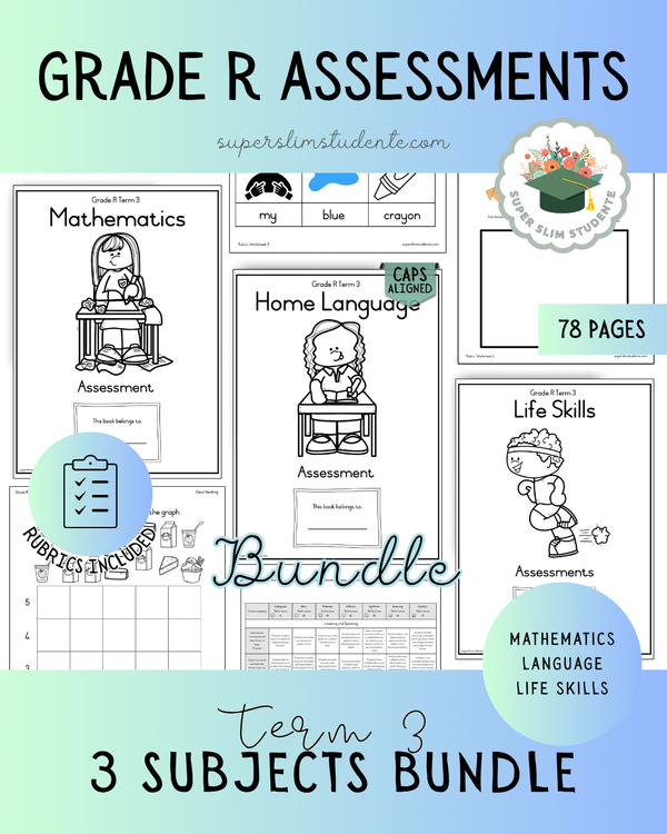 Grade R Term 3: Assessments Bundle [Choose Language] – Super Slim Studente