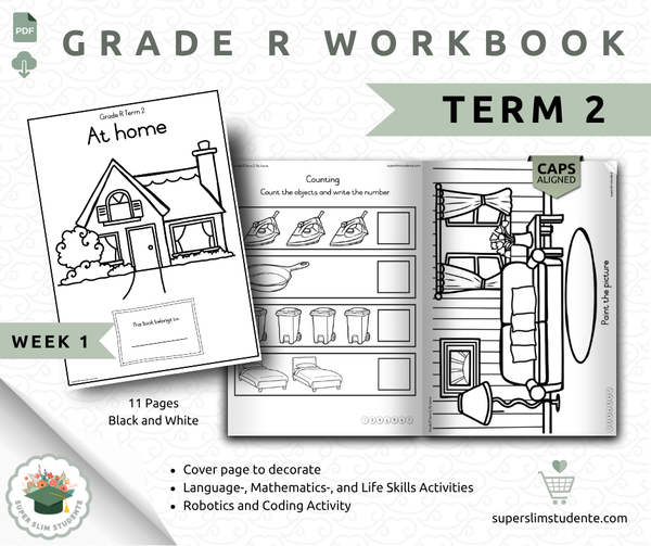 Gr. R Term 2 Workbook: At Home [Choose Language] – Super Slim Studente