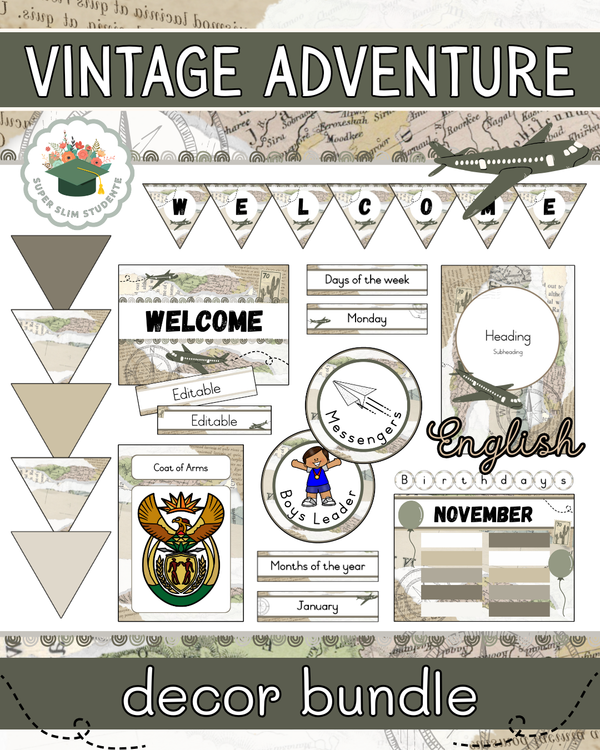Vintage Adventure Theme / Decor Bundle [Choose Language] – Super Slim ...