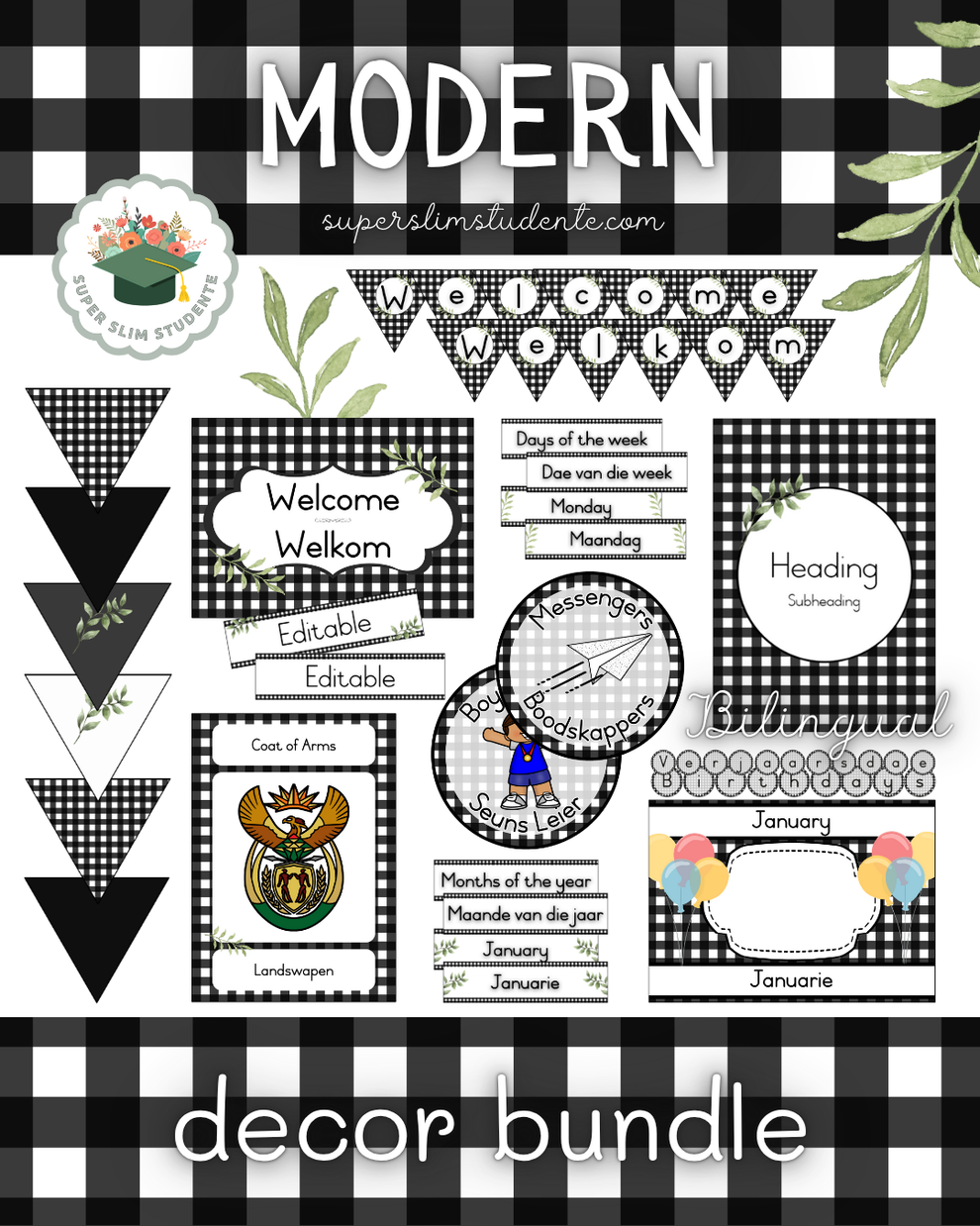 Modern Theme / Decor Bundle [Choose Language] – Super Slim Studente