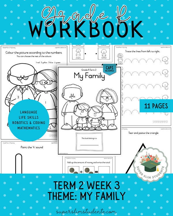 Gr. R Term 2 Workbook: My Family [Choose Language] – Super Slim Studente