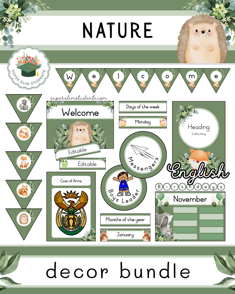 Nature Theme / Decor Bundle [Choose Language] – Super Slim Studente