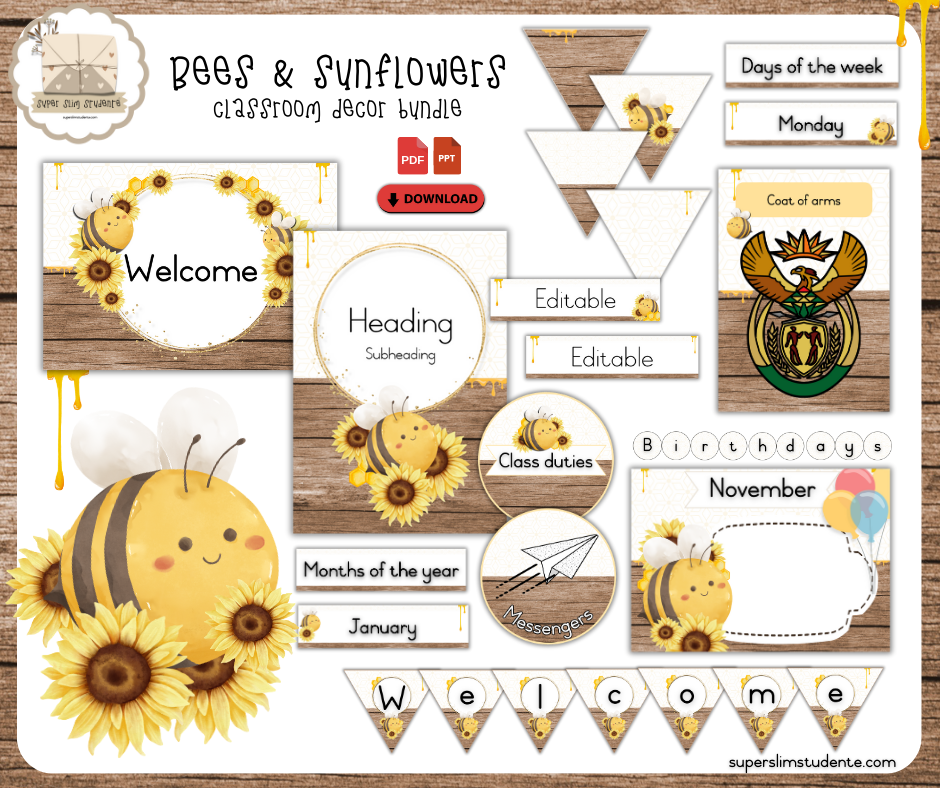 Bees and Sunflowers [Theme Bundles] – Super Slim Studente
