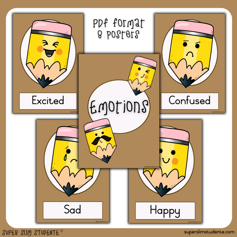 Emotions Posters: Pencils [Choose Language] – Super Slim Studente