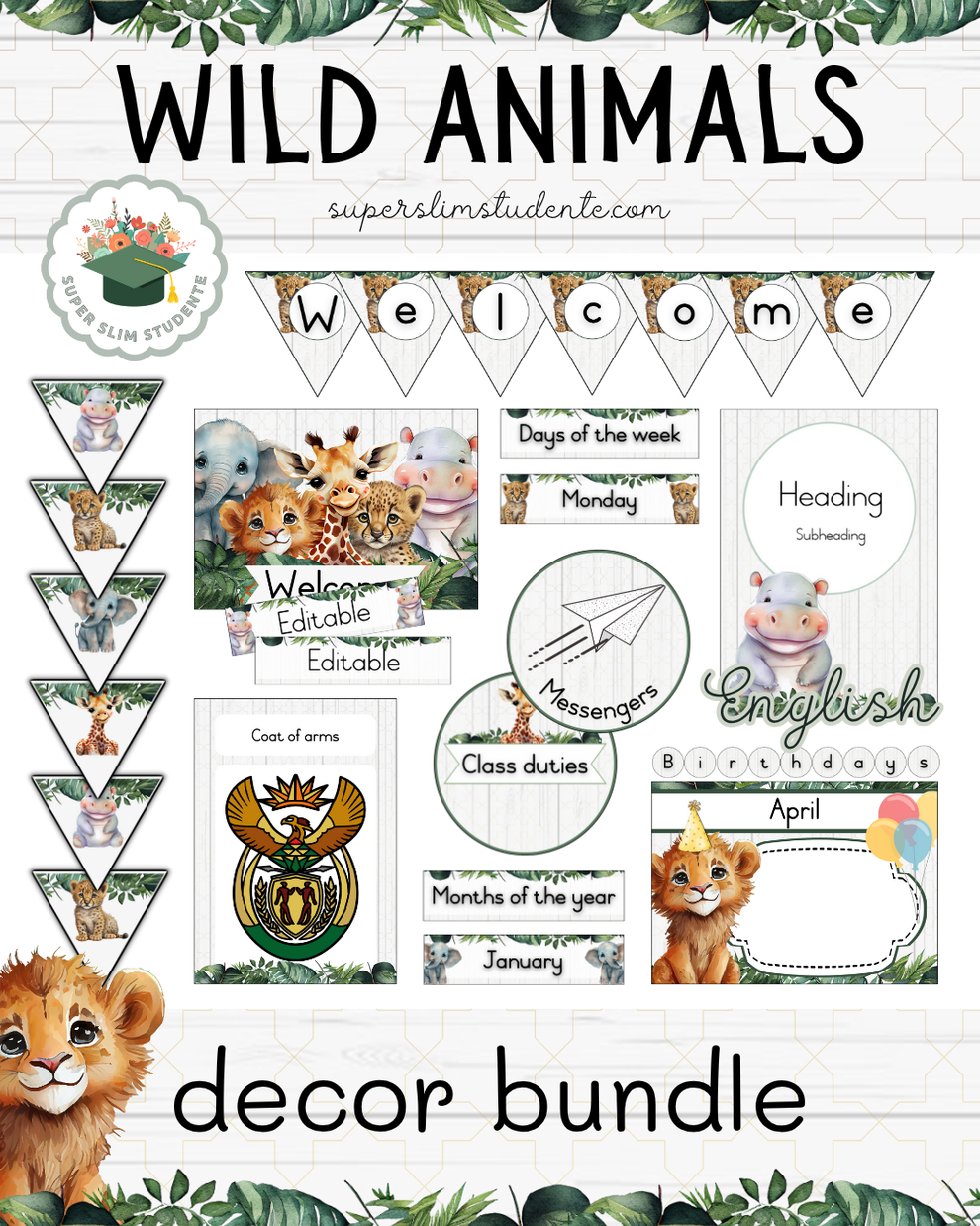 Wild Animals Theme / Decor Bundle [Choose Language] – Super Slim Studente