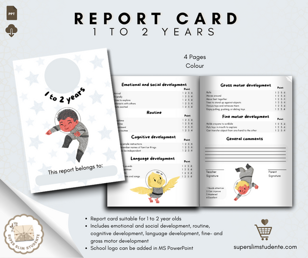 Report Card: 1 to 2 Years [Choose Language] – Super Slim Studente