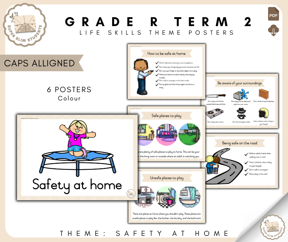 Grade R Term 2: Safety At Home [Choose Language] – Super Slim Studente