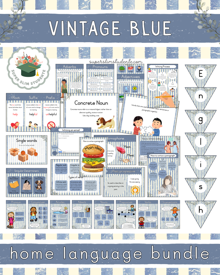 Vintage Blue Theme / English Home Language Bundle – Super Slim Studente
