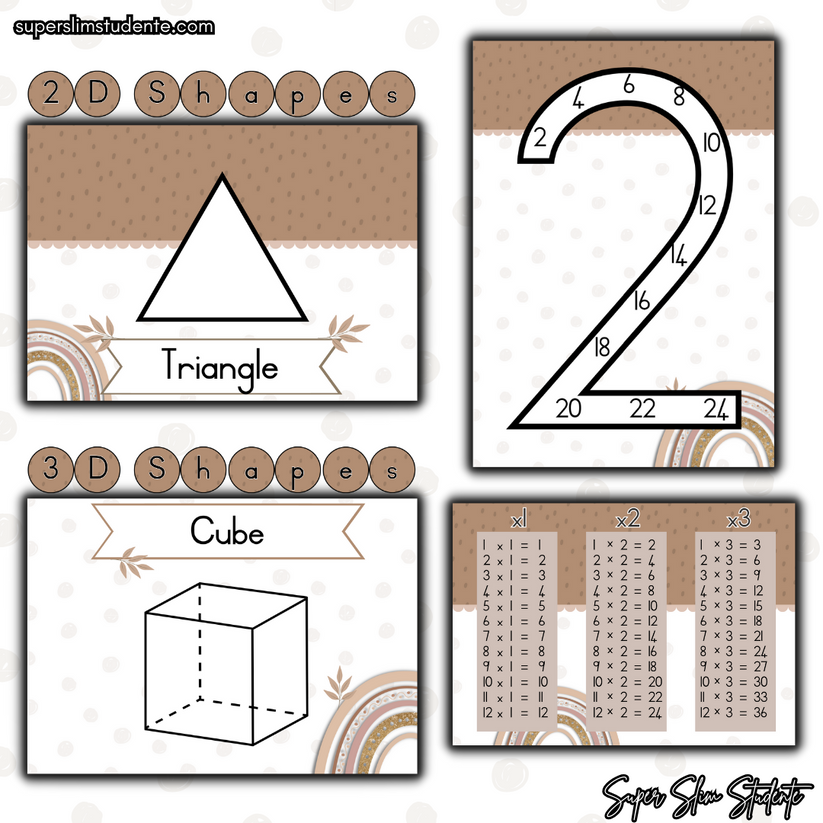 Boho Rainbow Classroom Theme (Mathematics Version) – Super Slim Studente