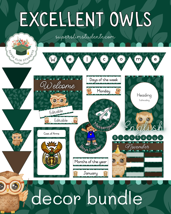Excellent Owls Theme / Decor Bundle [Choose Language] – Super Slim Studente