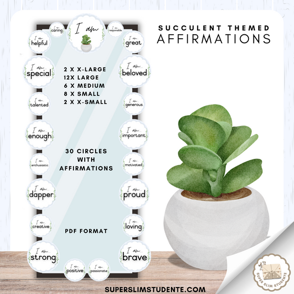 Affirmations: Succulent Theme [Choose Language] – Super Slim Studente