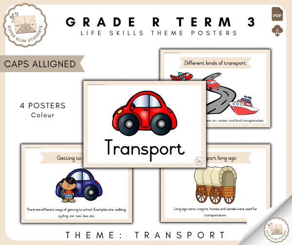 Grade R Term 3: Transport [Choose Language] – Super Slim Studente