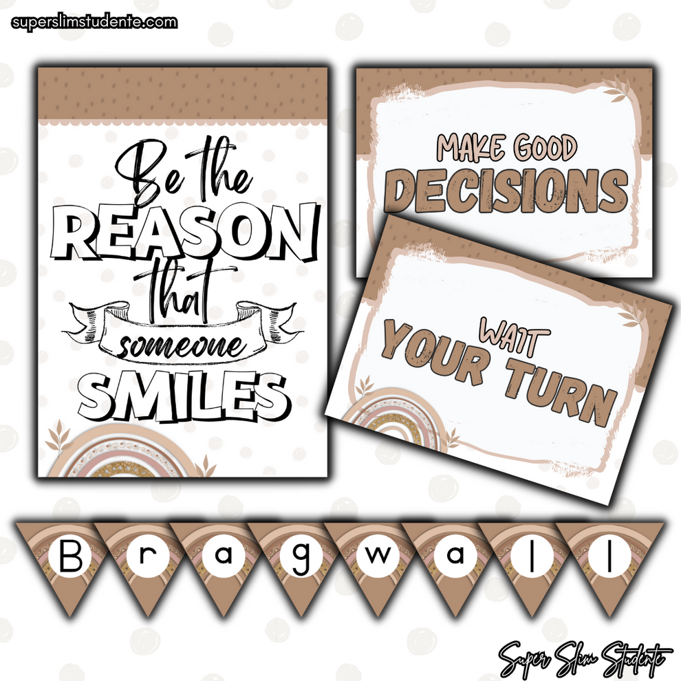 Boho Rainbow Classroom Theme (Mathematics Version) – Super Slim Studente
