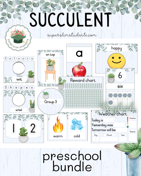 Succulent Theme / Preschool Bundle [Choose Language] – Super Slim Studente