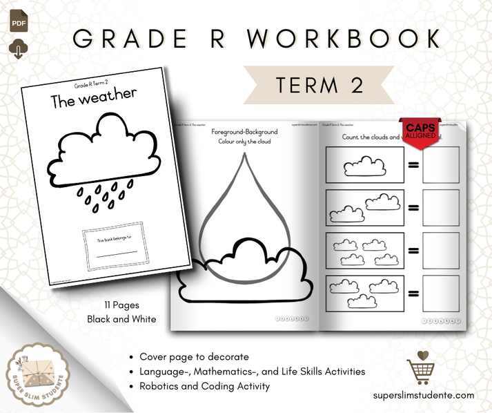 Gr. R Term 2 Workbook: The Weather [Choose Language] – Super Slim Studente