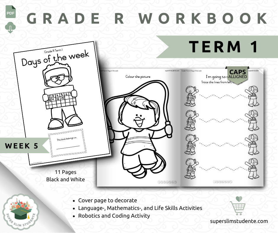 Gr. R Term 1 Workbook: Days of the week [Choose Language] – Super Slim ...