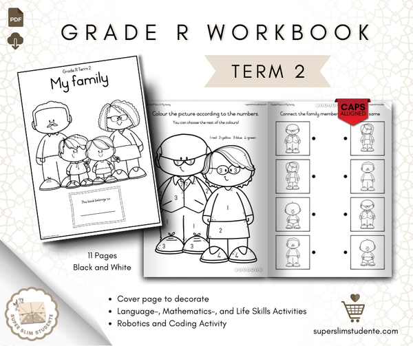 Gr. R Term 2 Workbook: My Family [Choose Language] – Super Slim Studente