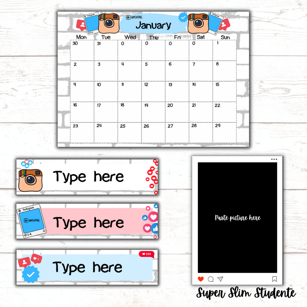 Social Media Editable Classroom Theme (Choose font) – Super Slim Studente